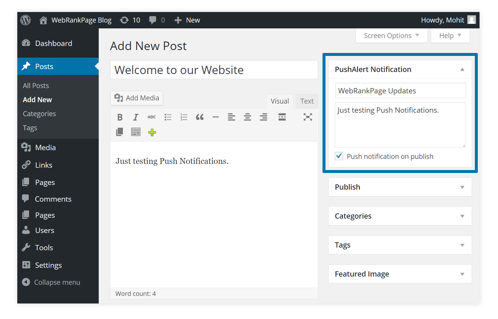 Web Push Notifications on WordPress - PushAlert